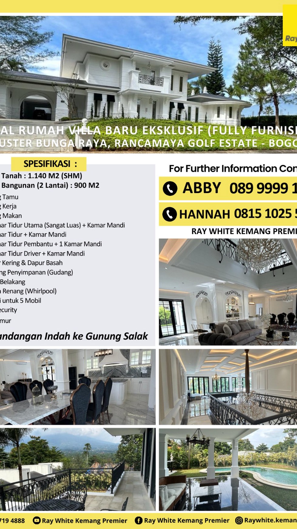 Dijual Dijual villa baru ekslusif di cluster Bunga Raya Rancamaya